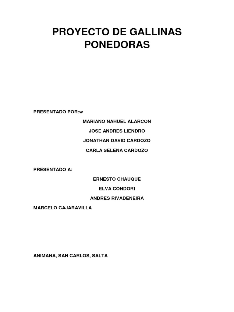 Proyecto de Gallinas Ponedoras | PDF | Pollo | Aves