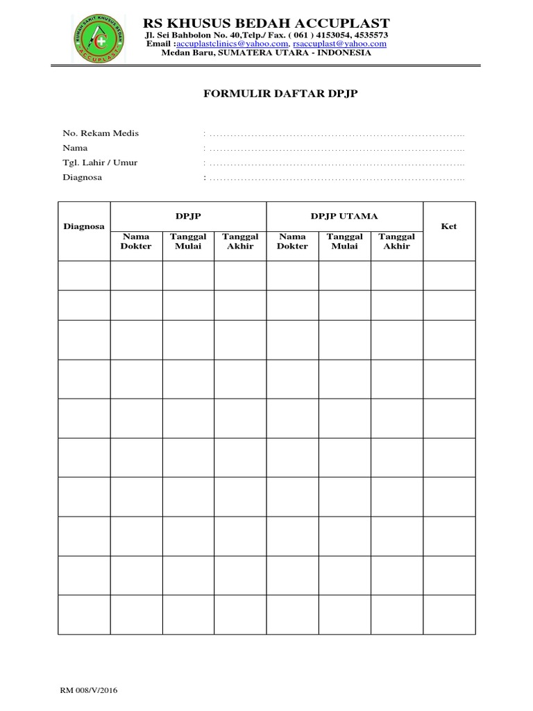 Formulir Daftar DPJP | PDF
