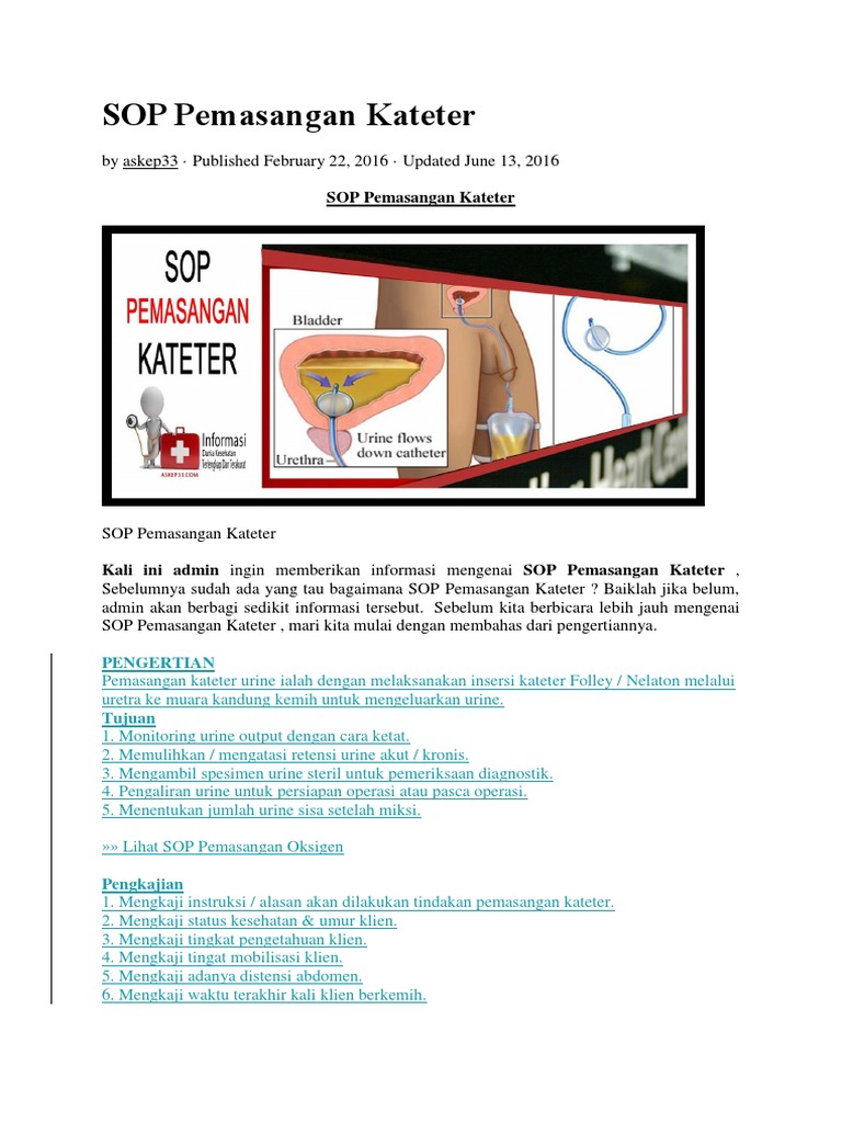 SOP Pemasangan Kateter | PDF