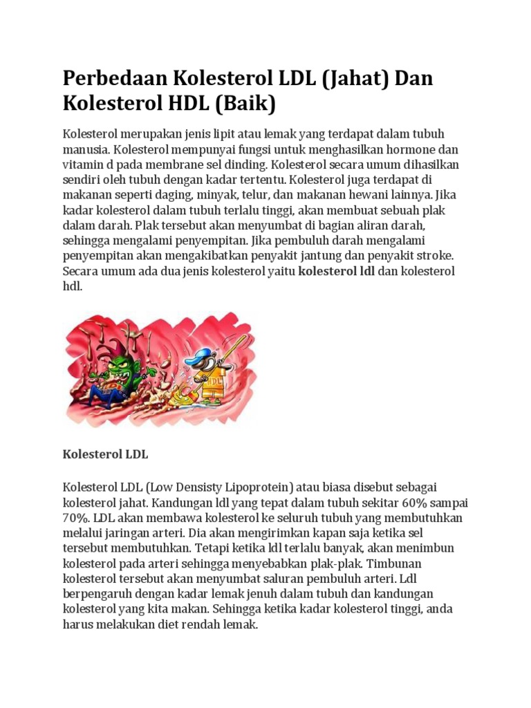 Perbedaan Kolesterol LDL dan HDL | PDF