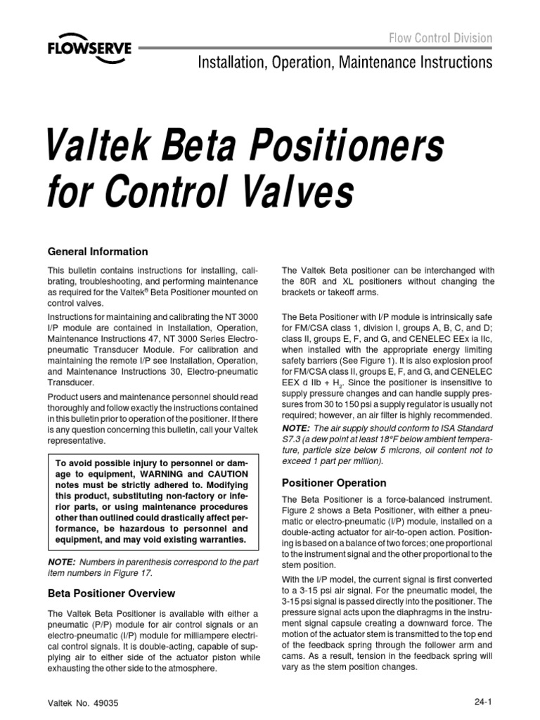 Beta Positioner | PDF | Valve | Actuator