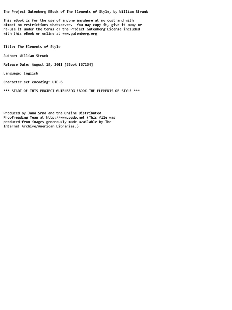 The Elements of Style, by William Strunk-A Project Gutenberg Ebook ...