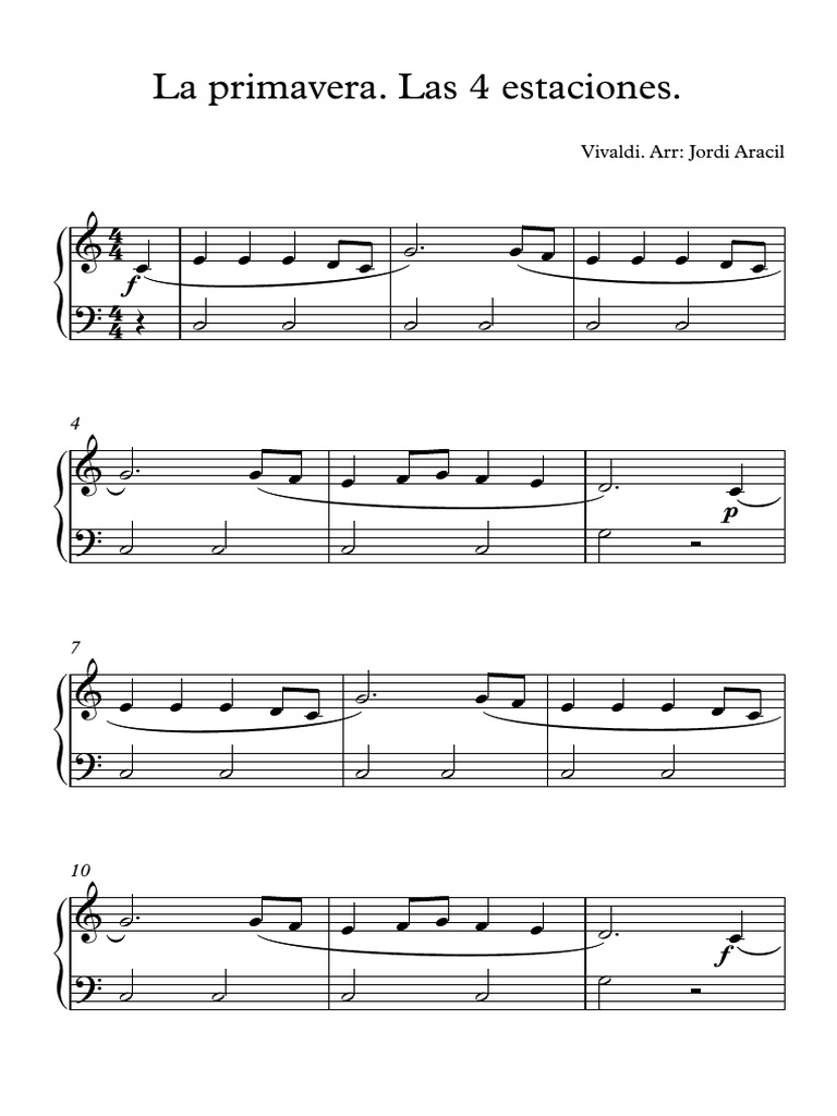 La Primavera Las 4 Estaciones - Piano Fácil | PDF