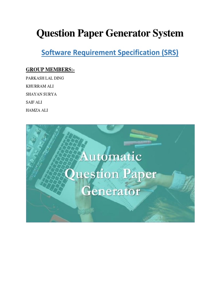 Exam Paper Generator SRS | PDF | User (Computing) | Software