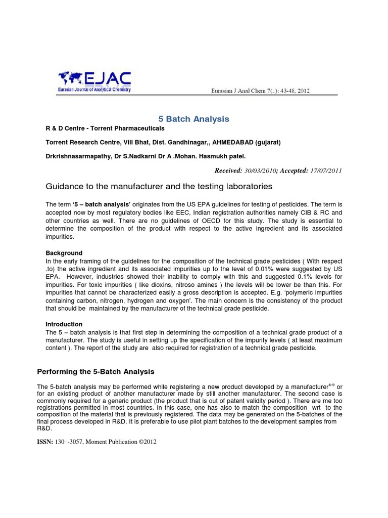 5 Batch Analysis | PDF | Mass Spectrometry | High Performance Liquid ...