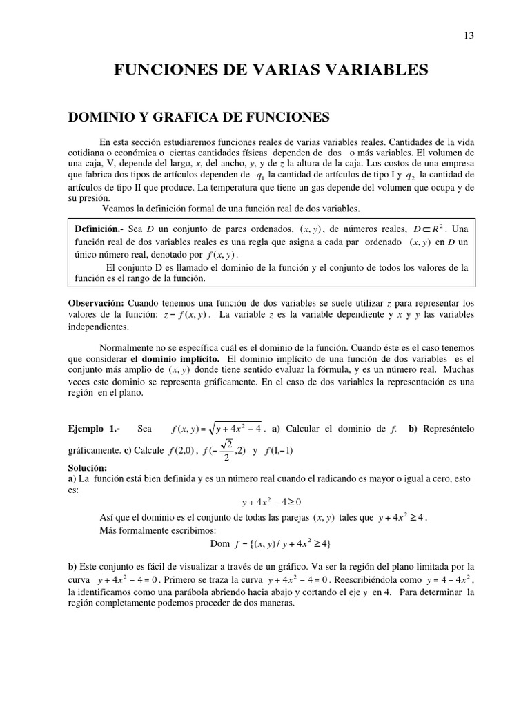 Funciones Varias Variables | PDF | Derivado | Función (Matemáticas)