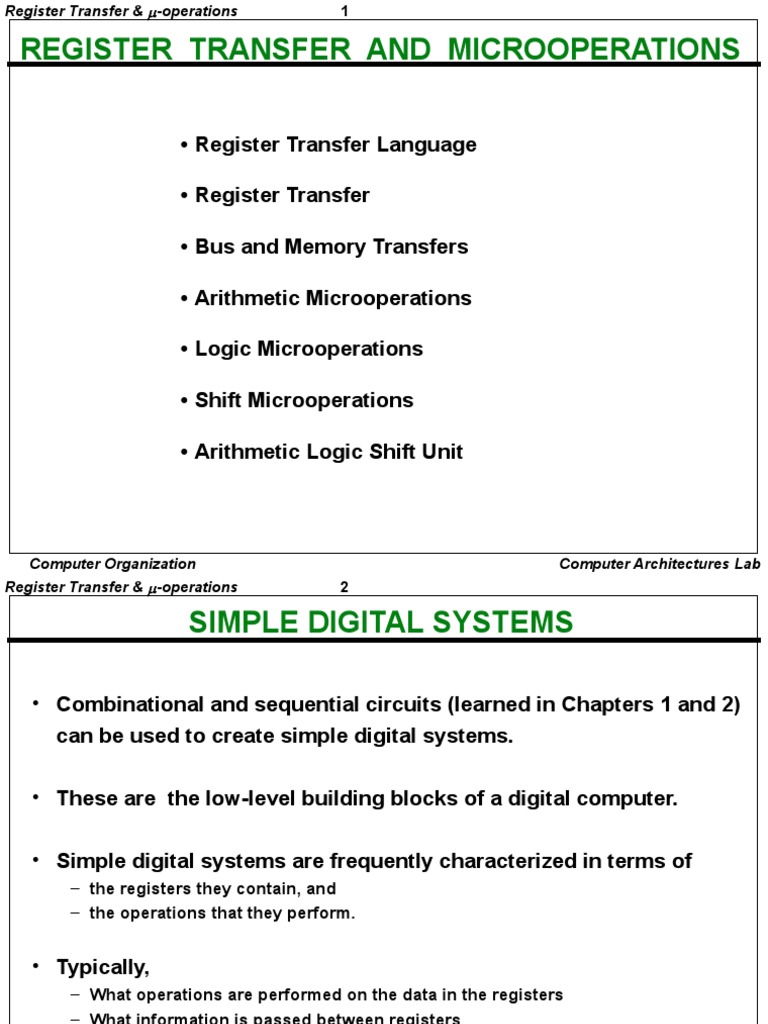 Register Transfer and Microoperations | PDF | Computer Data Storage | Digital Electronics