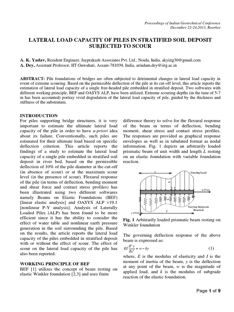 Lateral Load Pile Scour Depth | PDF | Bending | Young's Modulus