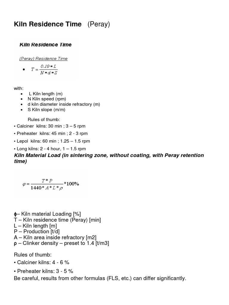 Material Residence Time in Kiln | PDF | Procedural Knowledge | Chemistry