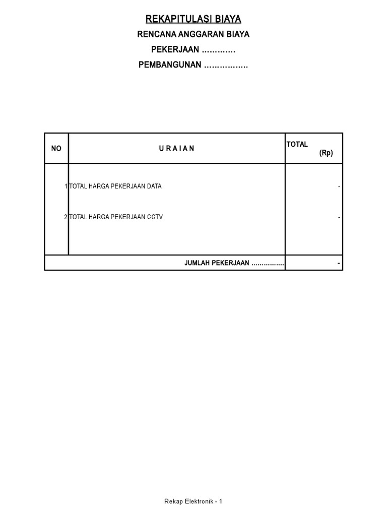 Contoh Format RAB Pekerjaan Data dan CCTV | PDF