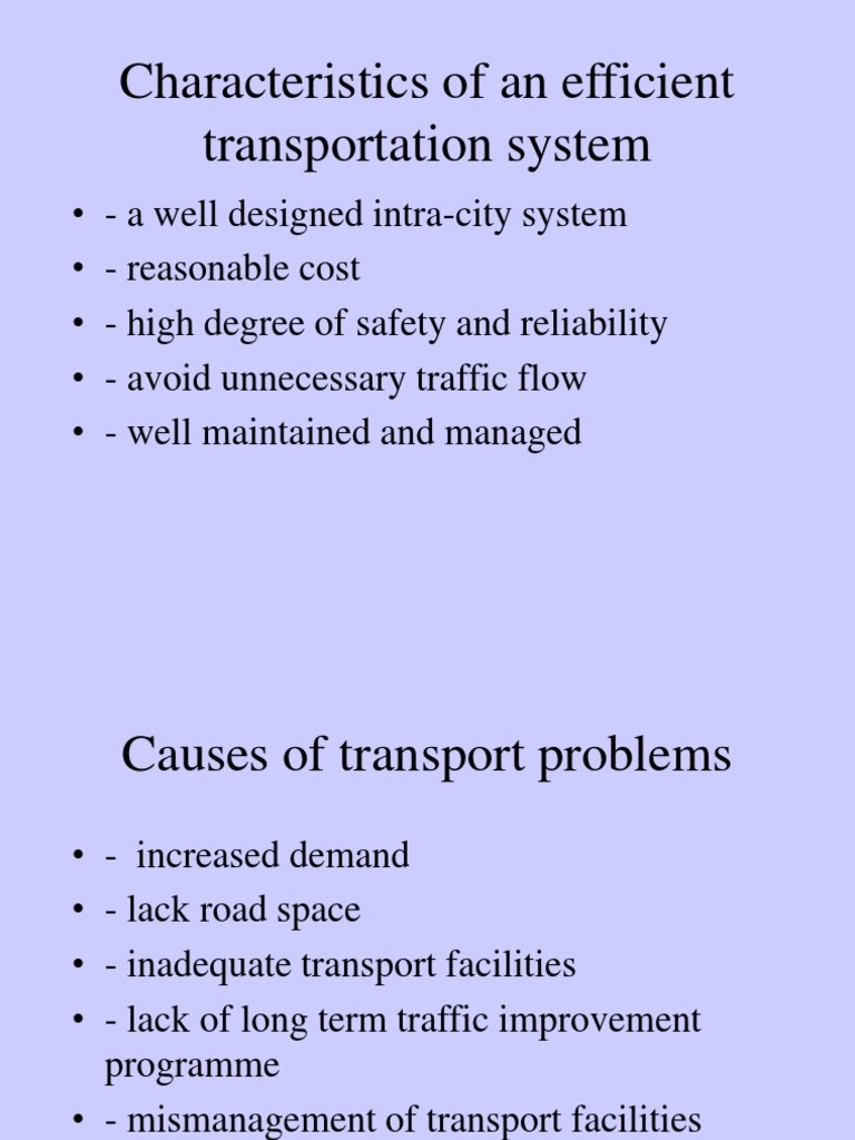 Efficient Transportation System Insights | PDF