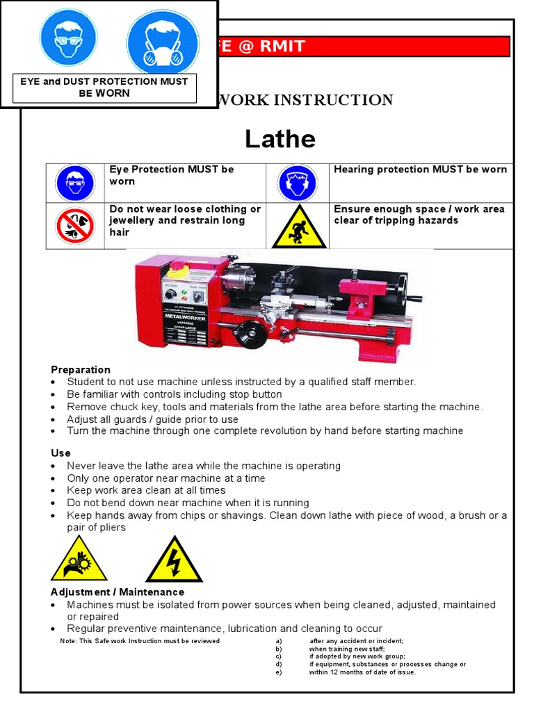 Lathe: Safe Work Instruction | PDF