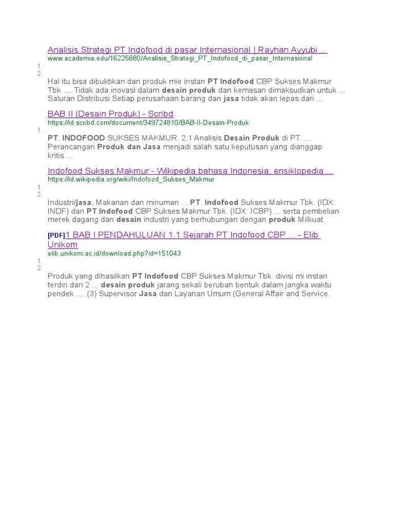 Analisis Strategi PT Indofood Di Pasar Internasional | PDF