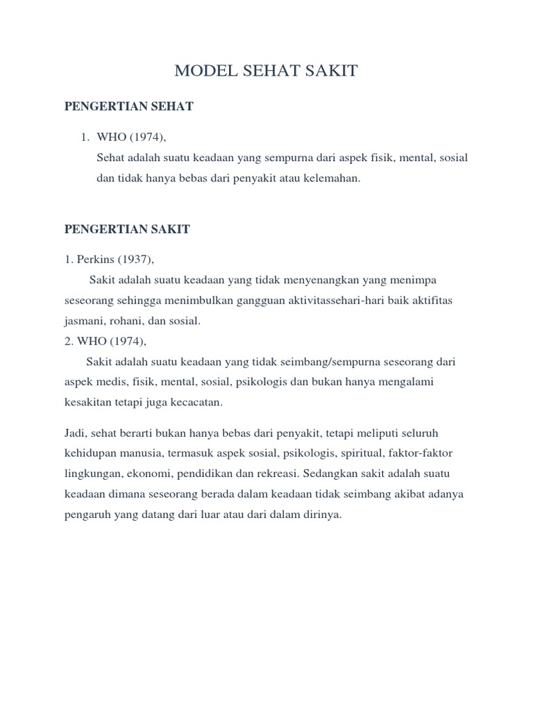 Rangkuman Model Sehat Sakit | PDF