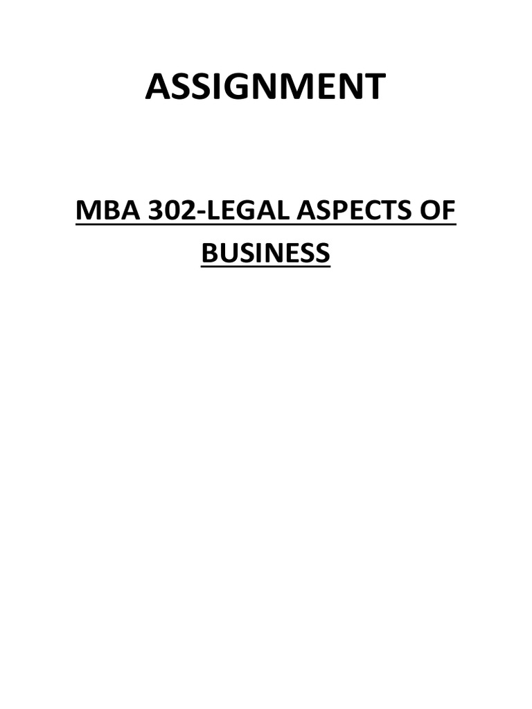 Assignment: Mba 302-Legal Aspects of Business | PDF | Guarantee ...