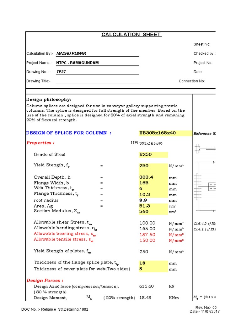 Column Splice Designs-1 | Strength Of Materials | Screw