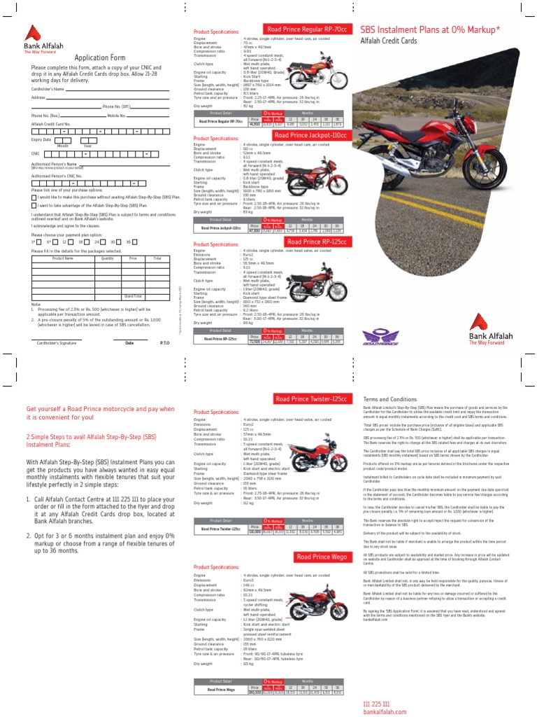 SBS Instalment Plans at 0% Markup : Alfalah Credit Cards Application ...