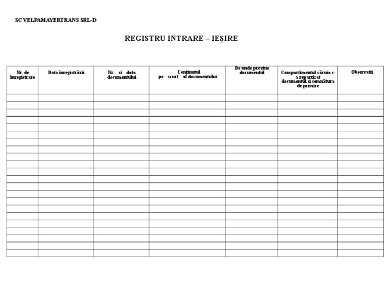 Registru Intrari-Iesiri | PDF