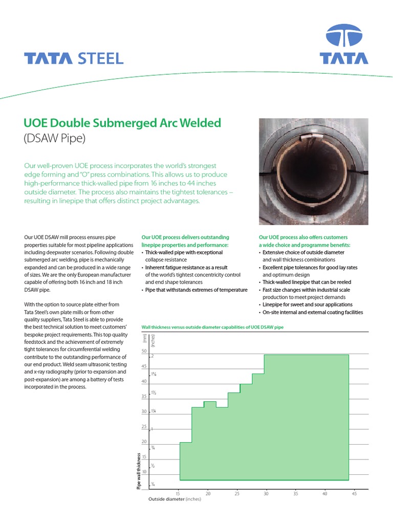 DSAW Pipe-UOE Datasheet | PDF | Pipe (Fluid Conveyance) | Structural Steel
