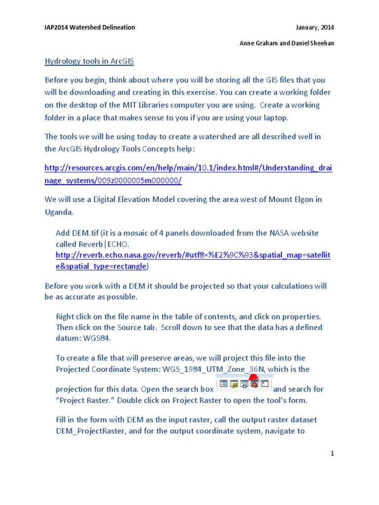 Hydrology Tools Exercise Arc Giswatershed Iap2014 Pdf Drainage