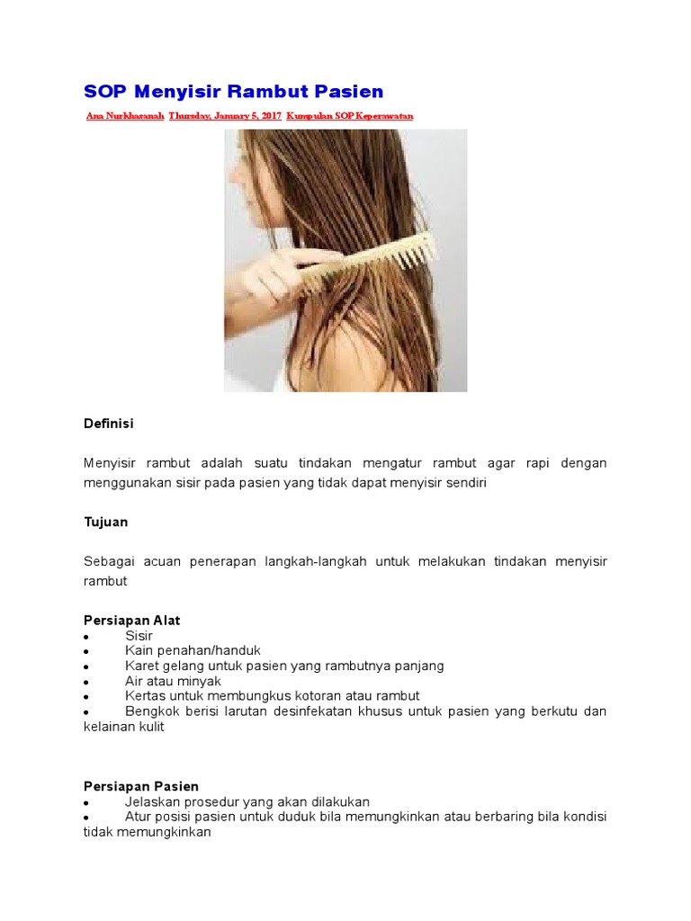 SOP Menyisir Rambut Pasien | PDF