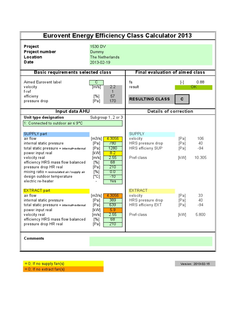Eurovent Energy Efficiency Calculator | PDF | Physical Universe | Physics
