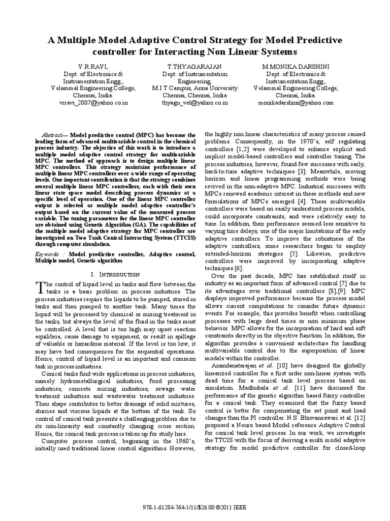 A Multiple Model Adaptive Control Strategy For Model Predictive ...