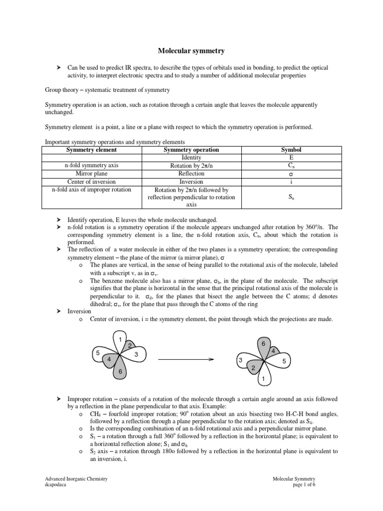 Molecular Symmetry Lecture 4 | PDF | Molecular Orbital | Chemical Polarity