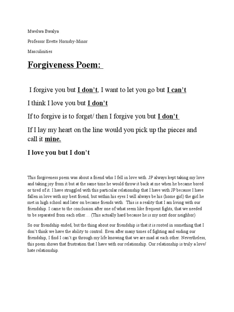 Forgiveness Poem | PDF