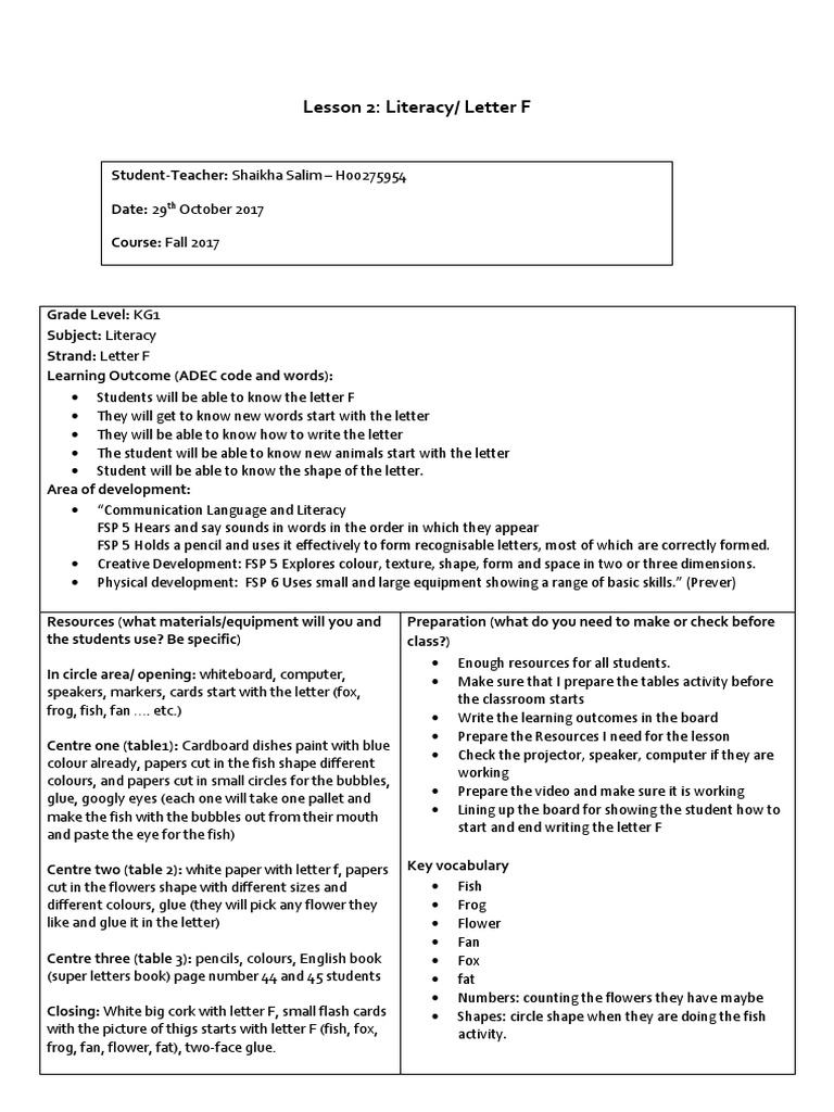 Letter F | PDF | Classroom | Literacy