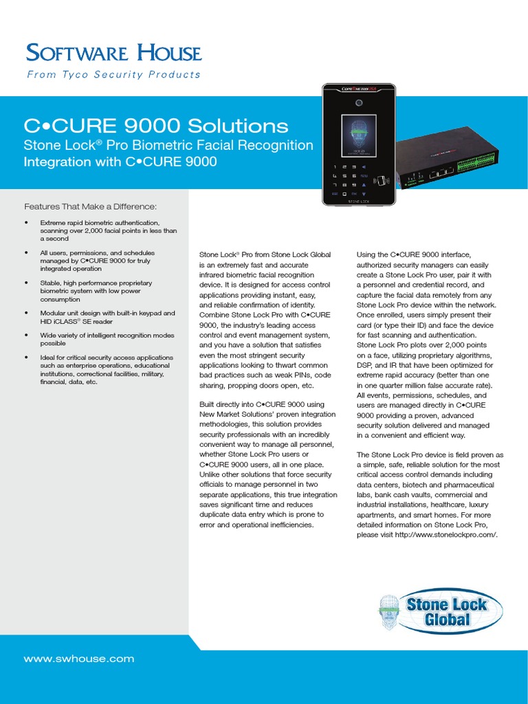 Ccure-9000 Stonelock Ds r04 a4 En | Biometrics | Access Control