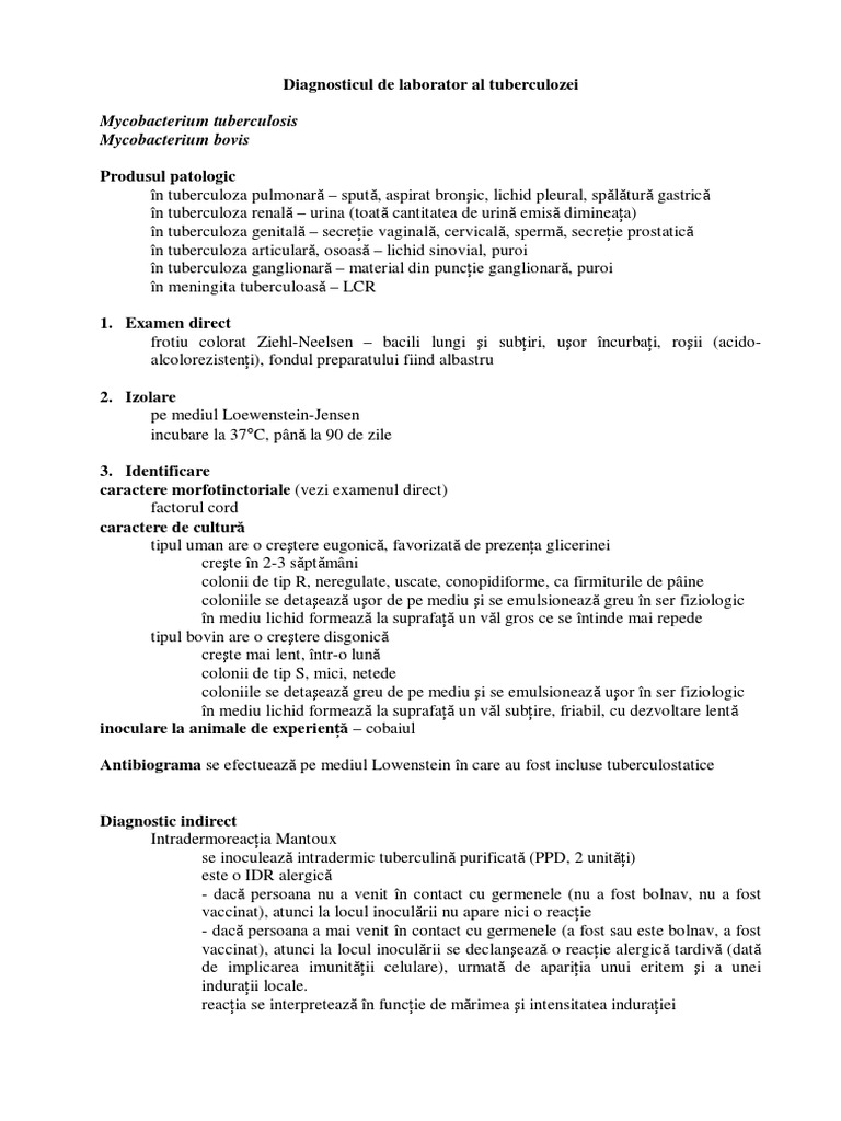 Diagnostic de Laborator Al Tuberculozei PDF | PDF