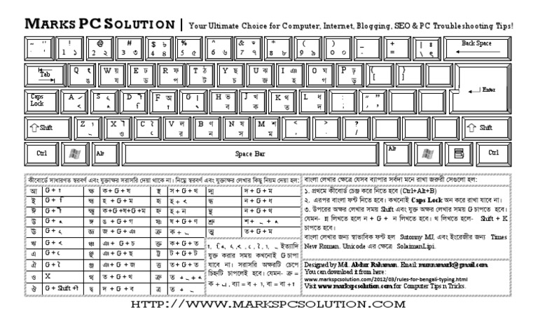 Bijoy Keyboard Layout by Marks PC Solution PDF | PDF