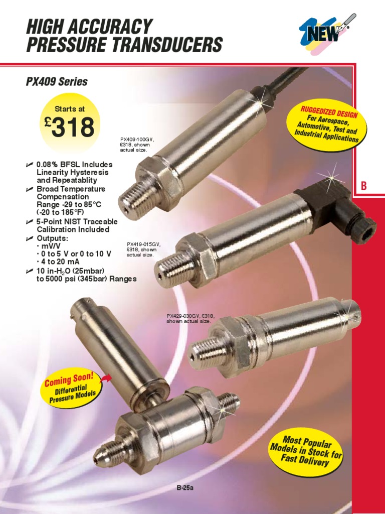 PX419 - Series Pressure Sensor Data Sheet | PDF | Flow Measurement ...