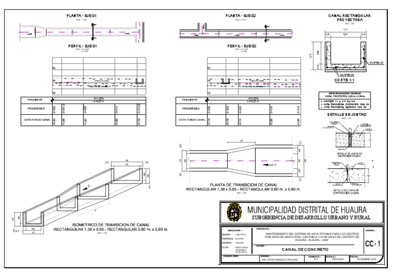 Canal rectangular diseño planta | PDF