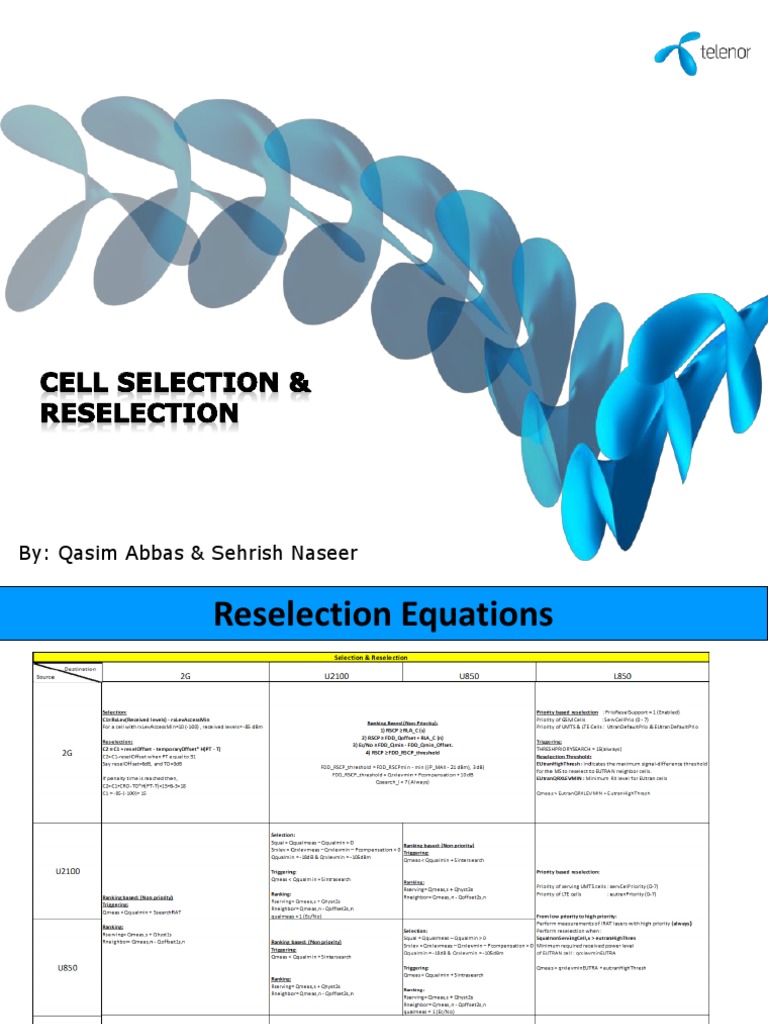 Cell Selection & Reselection Complete | PDF | 3 G | Decibel