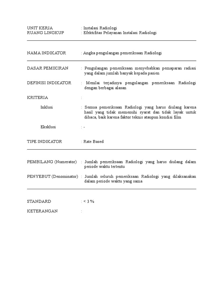 Indikator Mutu Radiologi | PDF