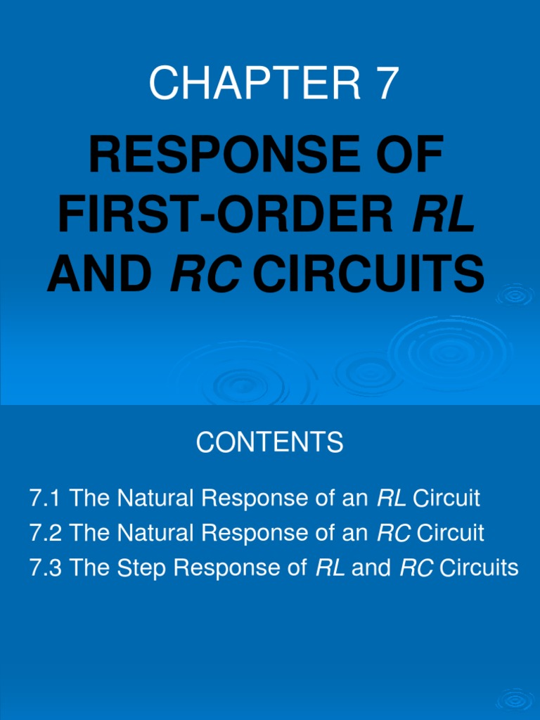 Analysis of the Natural and Step Responses of First-Order RL and RC ...