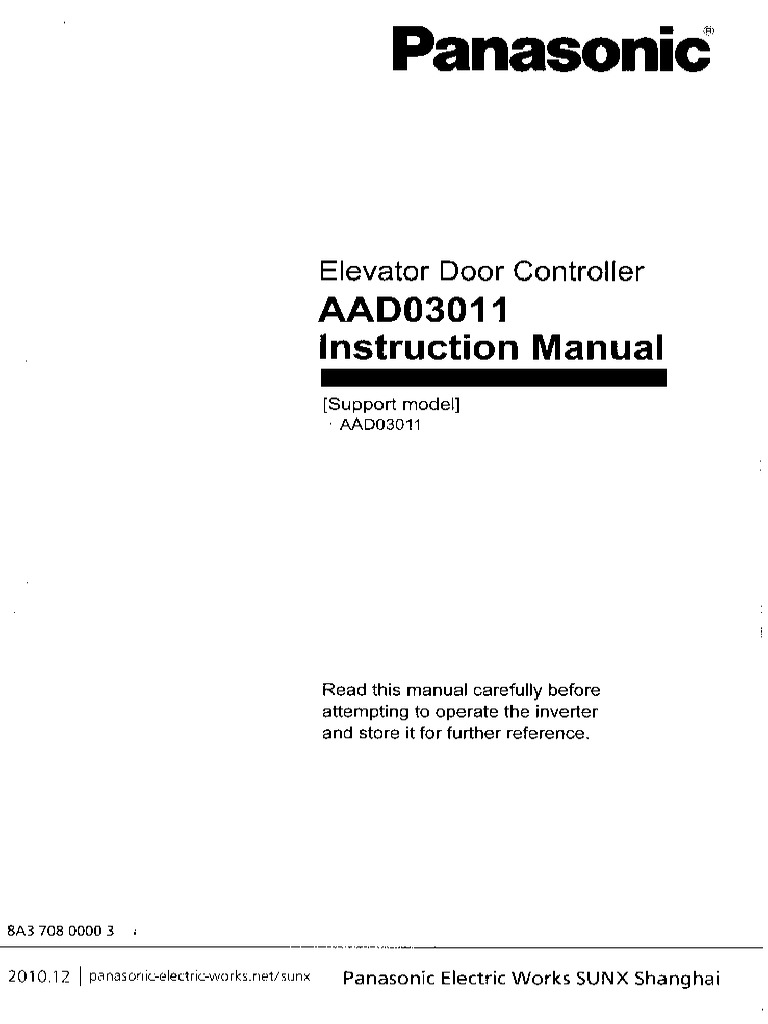 Manual Panasonic Aad03011 | PDF