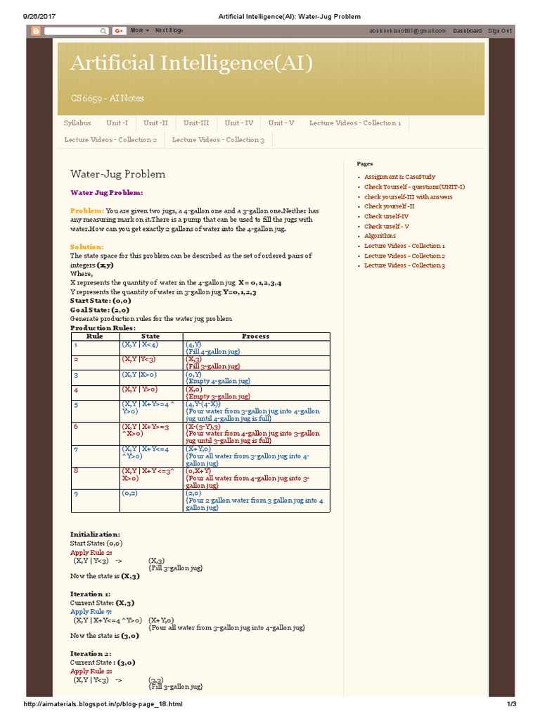 Artificial Intelligence (AI) - Water-Jug Problem | PDF | Computational ...