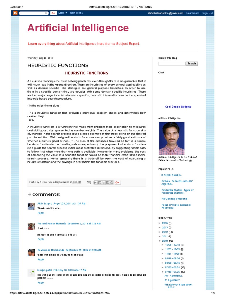 AI Heuristic Functions Guide Search | PDF | Heuristic | Algorithms And ...