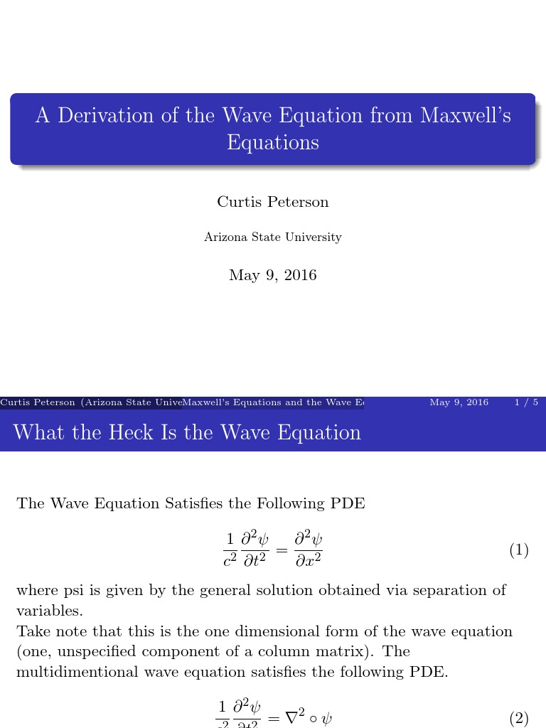 Deriving Wave Equation from Maxwell's Equations | PDF | Maxwell's ...