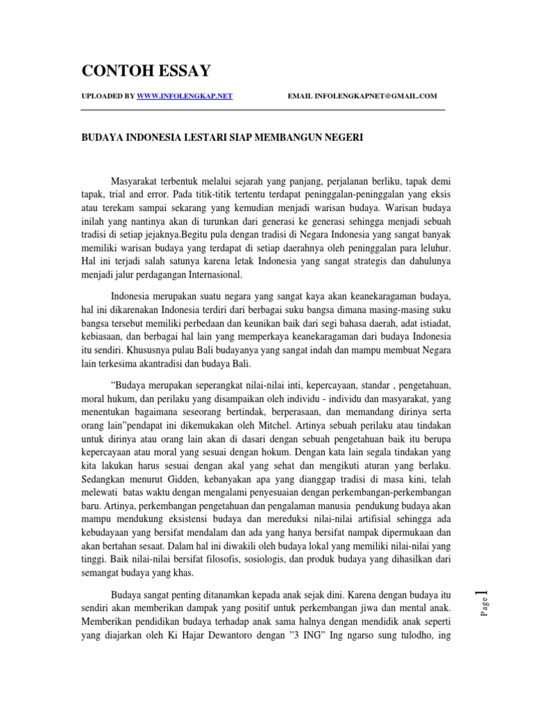 Contoh Esai Tentang Budaya PDF | PDF