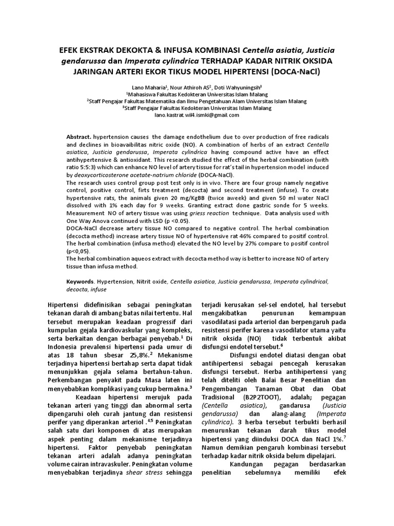 Efek Ekstrak Dekokta & Infusa Kombinasi Centella Asiatica | PDF