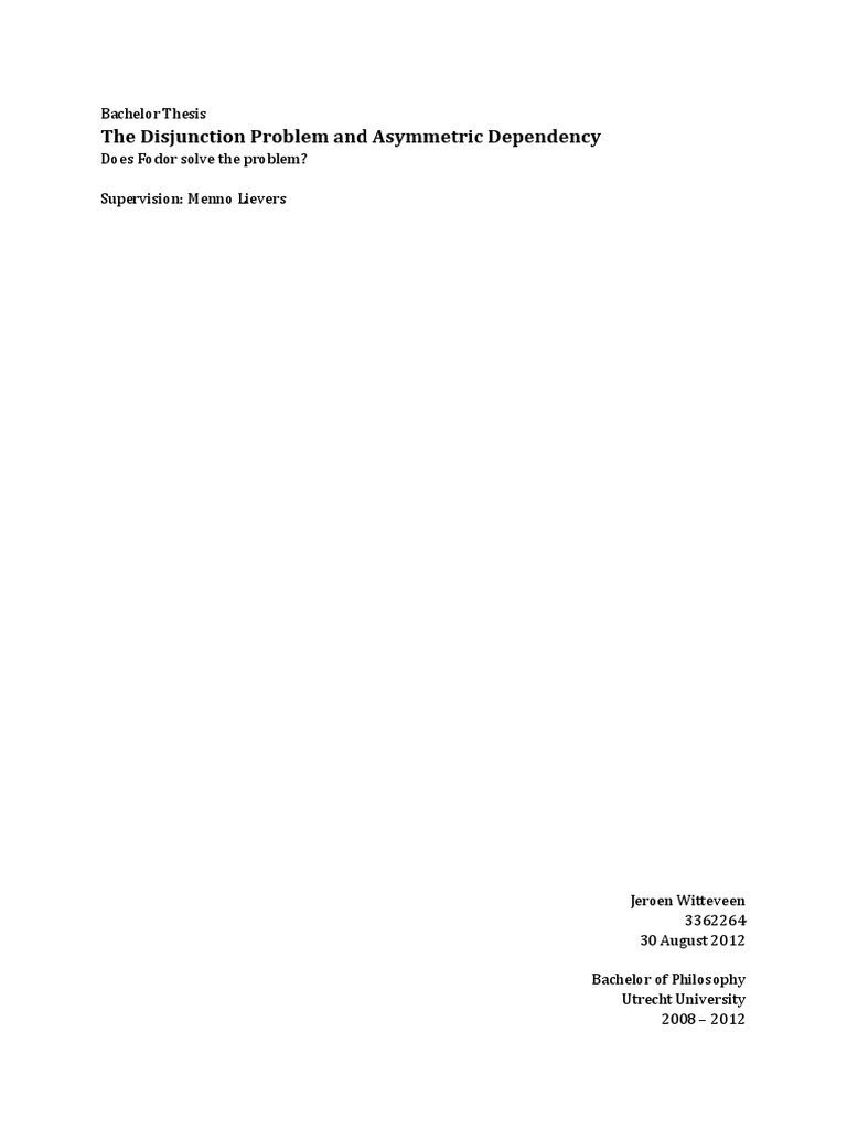 The Disjunction Problem and Asymmetric Dependency | PDF | Proposition | Causality