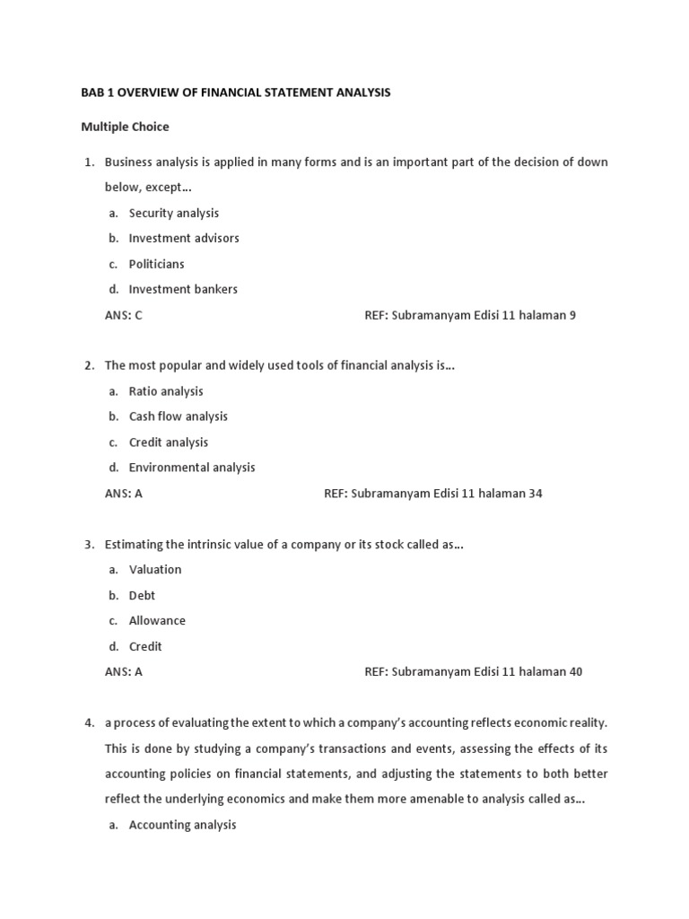 Soal Jawab Analisis Laporan Keuangan - Subramanyam | PDF | Goodwill (Accounting) | Investing
