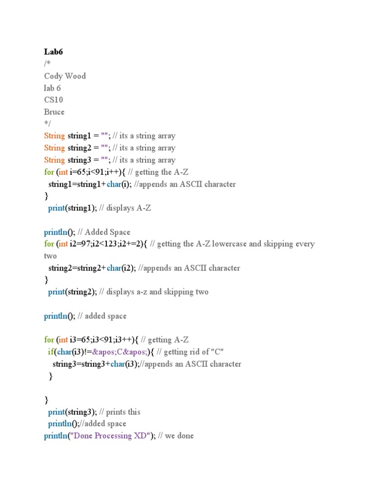 String String String Int: Char Print Println | PDF