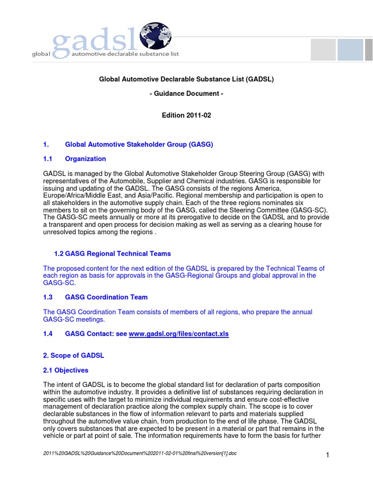 GADSL Guidance Document PDF | PDF | Chemical Substances | Databases