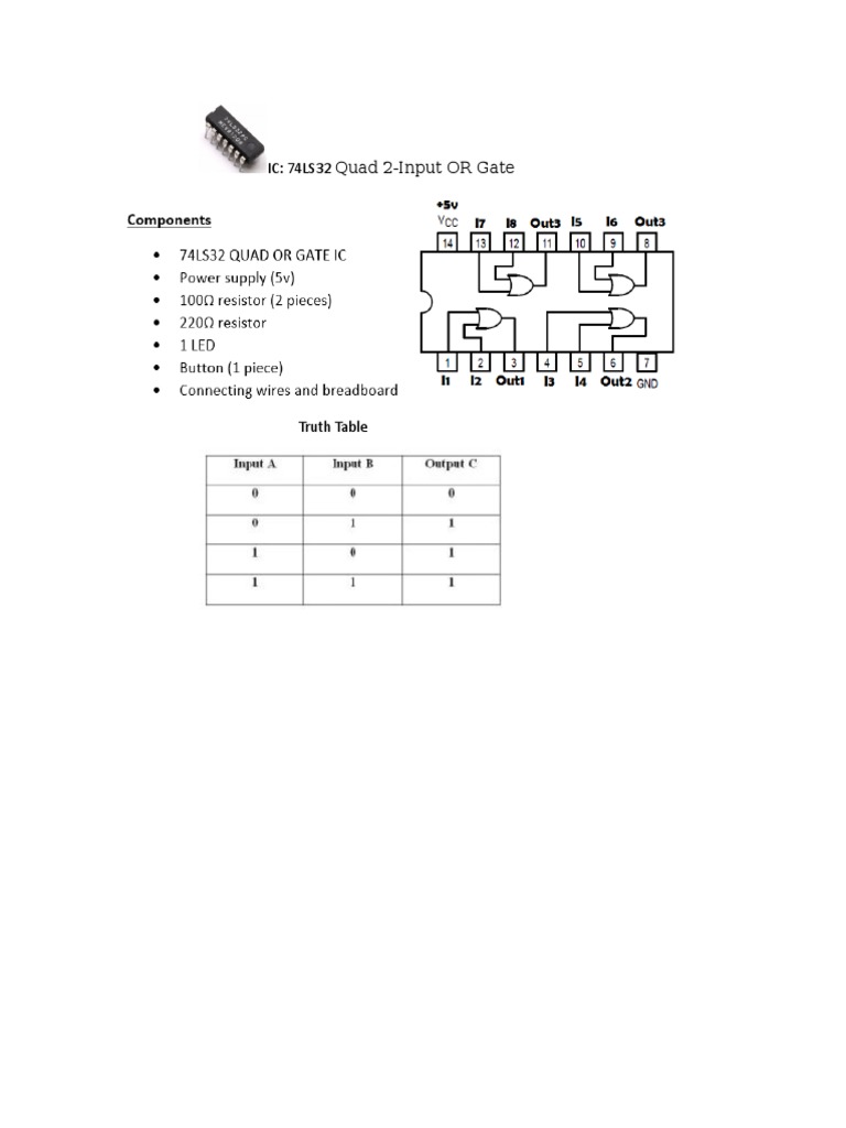 Quad 2-Input OR Gate: IC: 74LS32 | PDF