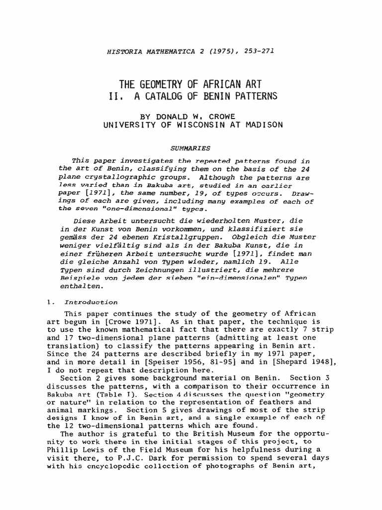 Benin The Geometry of African Art II. A Catalog of Benin Patterns PDF ...